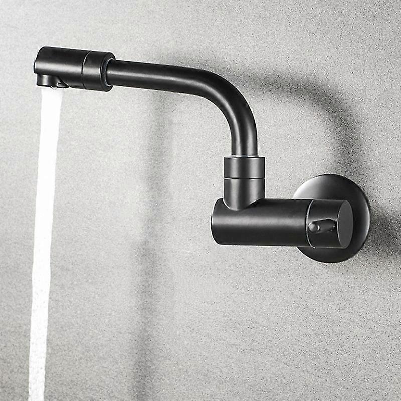 Rotating Black Single Cold Water Mixer Solid Brass Kitchen Sink Basin ...