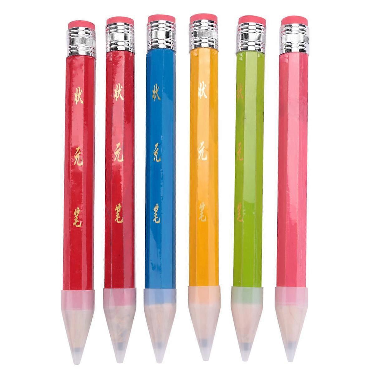 6 Pcs Wooden Jumbo Pencils for Prop, Funny Big Pencil Huge Giant Pencil ...