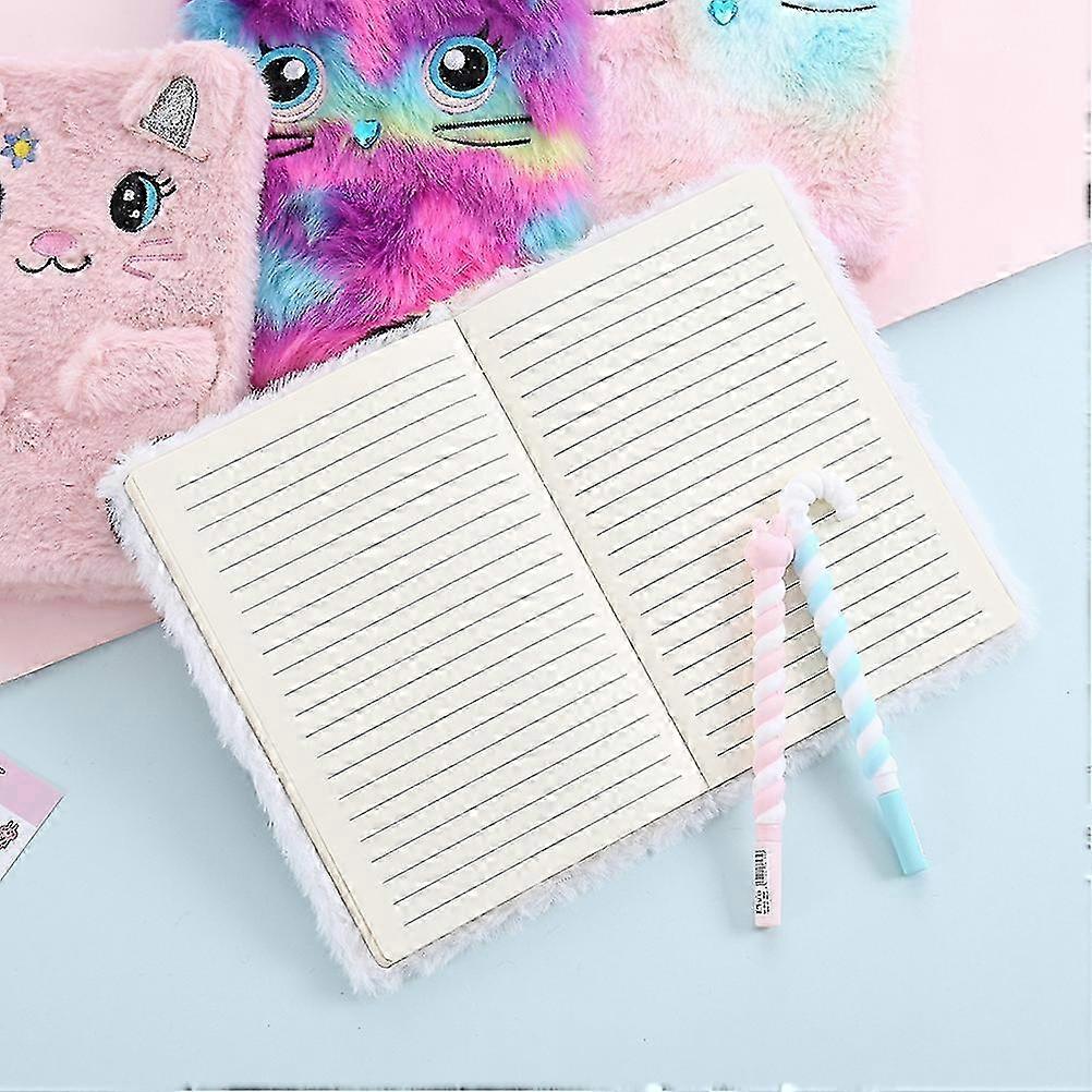 Fluffy Plush Cartoon Notebook Cute Diary Book Notepad Travel Journal ...