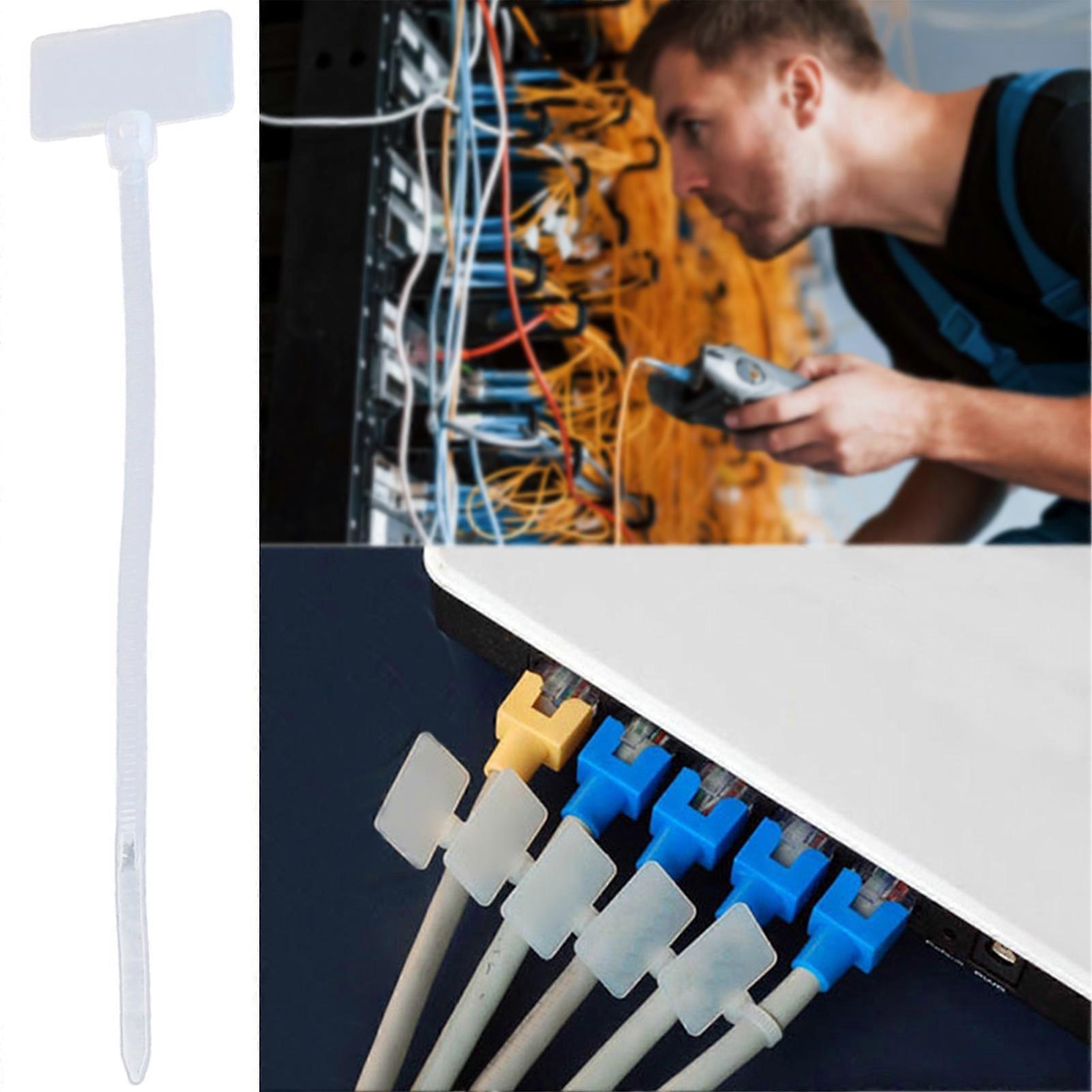 100 Pcs Write on Tags Wire Zip Ties Cable Mark Tags Plastic Power ...