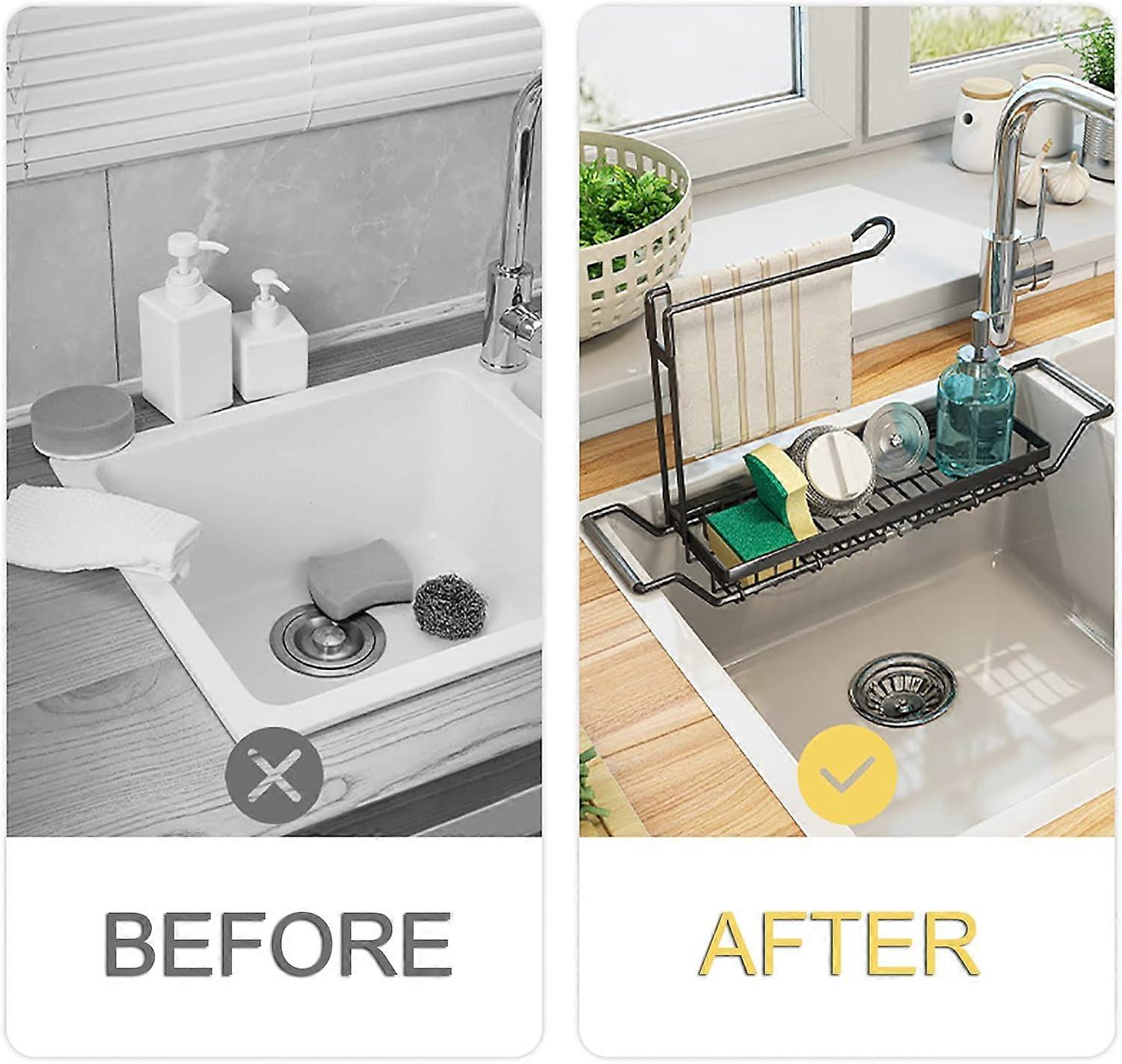 Telescopic Kitchen Sink Organizer, Aluminum Alloy Multifunctional ...