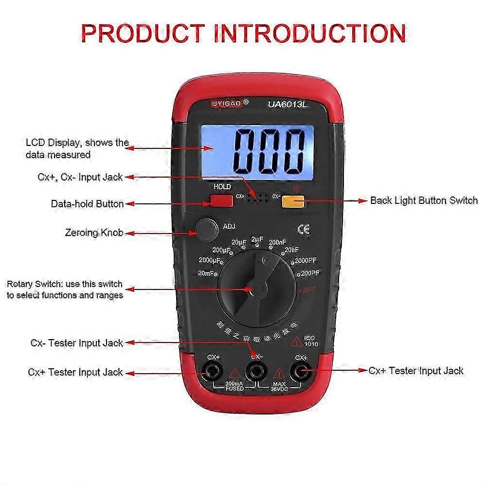 Digital Capacitance Meter Multimeter Professional Capacitor Tester 0 ...