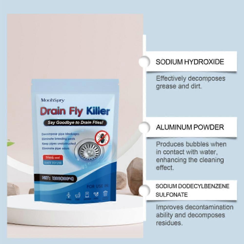 120g Drain Fly Killer Drainage Pipe Insect Removal Powder for Kitchen ...