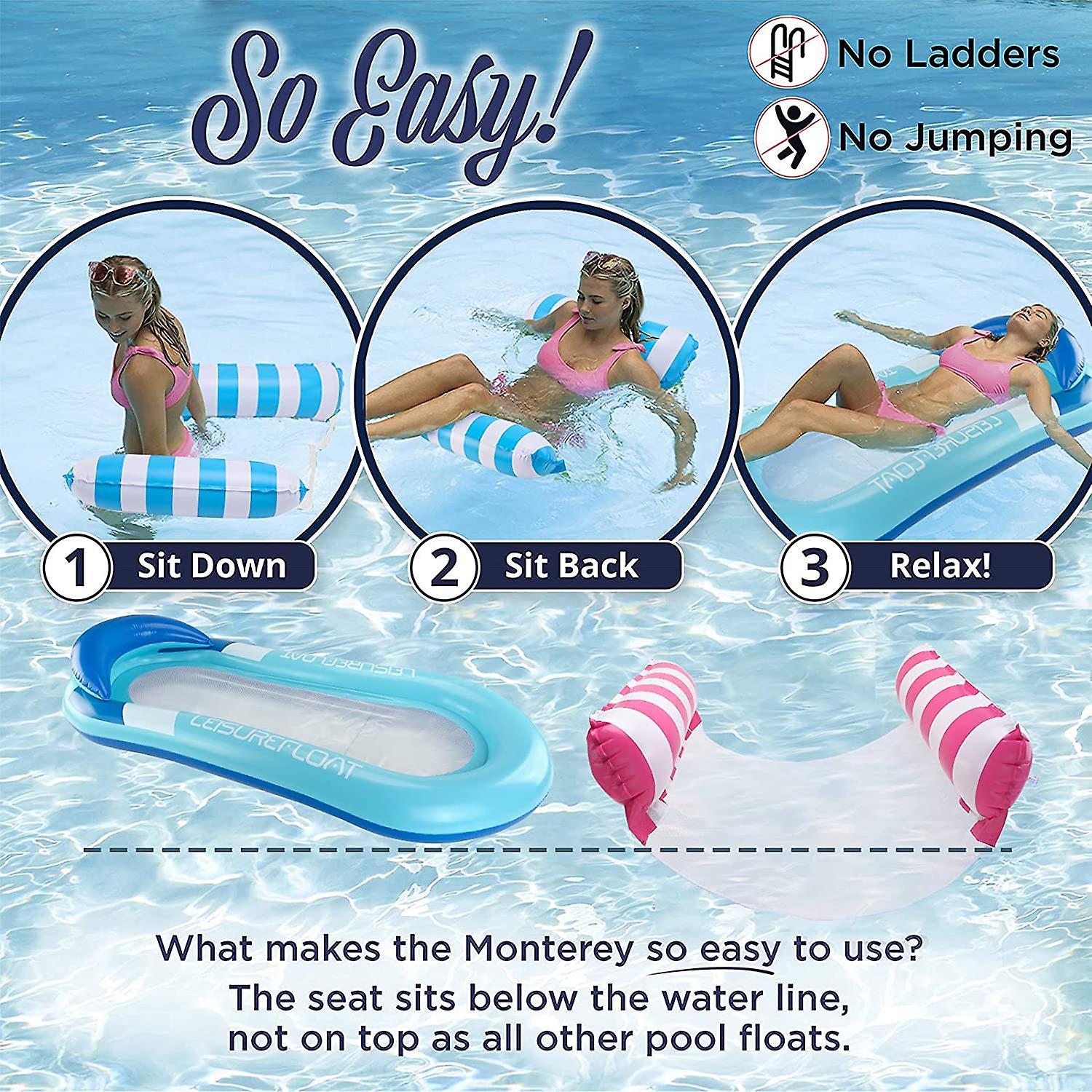 2 Pack Pool Hammock Floats for Adults - 4 in 1 Multi-Purpose Water ...