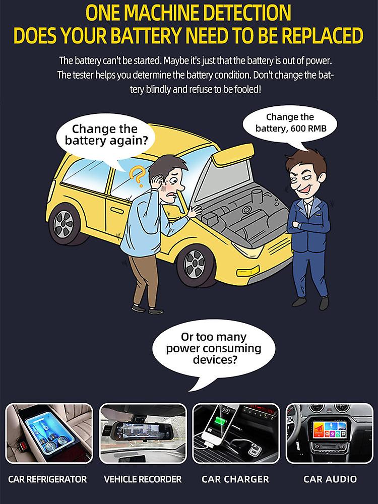 12V 24v car battery tester tk-100 digital vehicle cranking charging ...