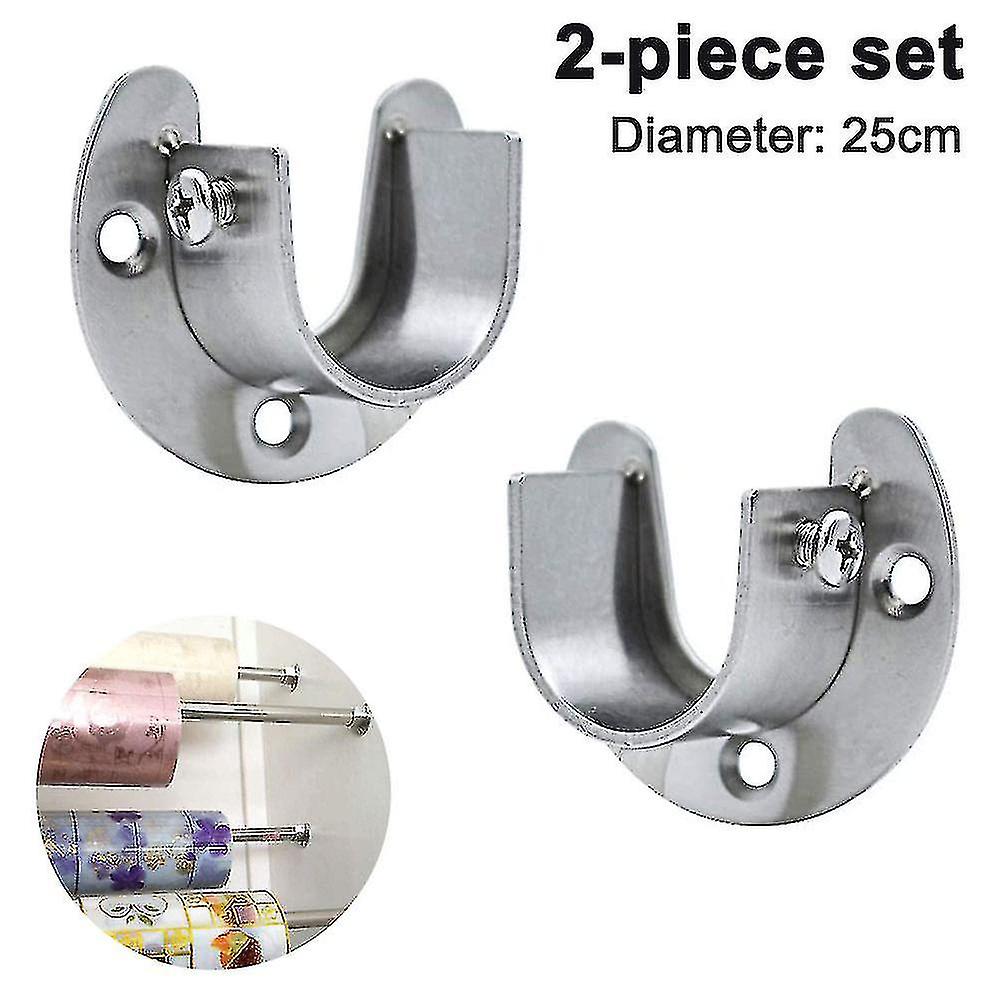 2 Pack Stainless Steel Closet Pole Sockets, Heavy Duty Closet Rod End Supports U Shaped Flange ...