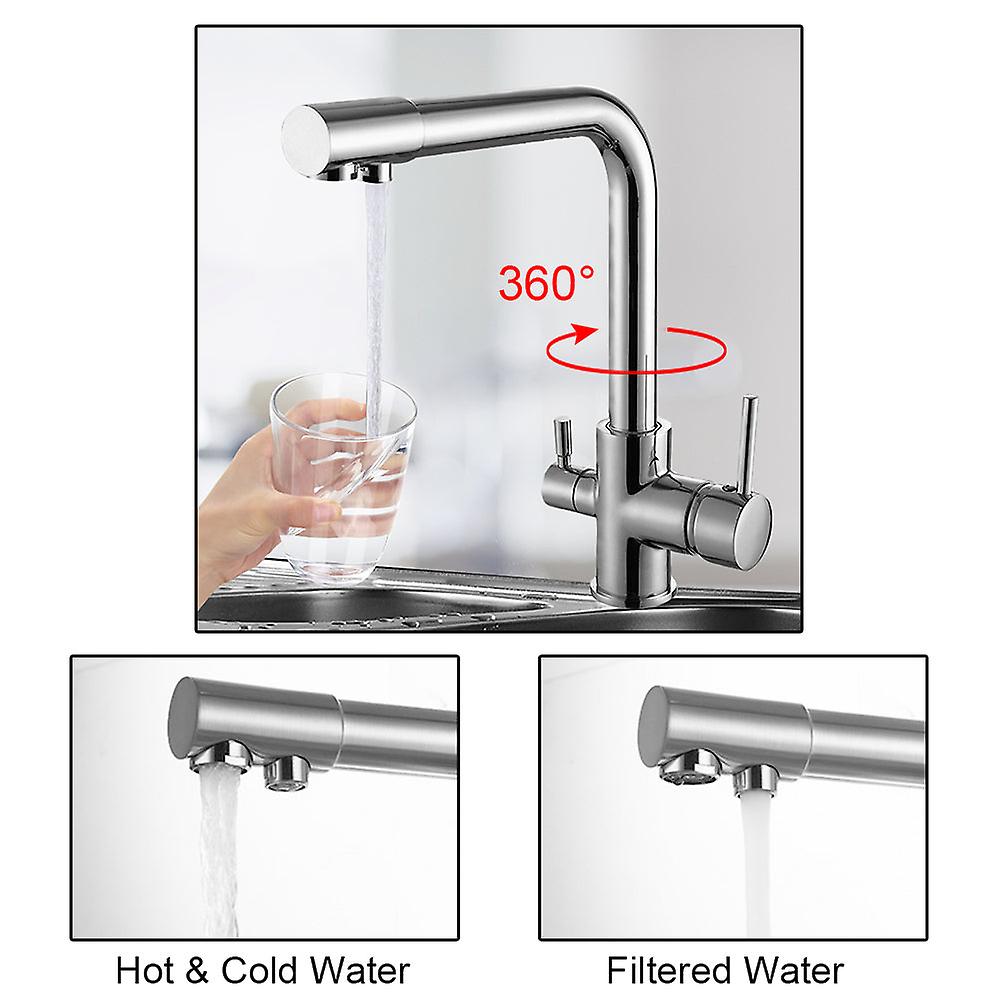 360° Swivel Hot And Cold Drinking Water Tap Double Outlet Mixer Taps ...