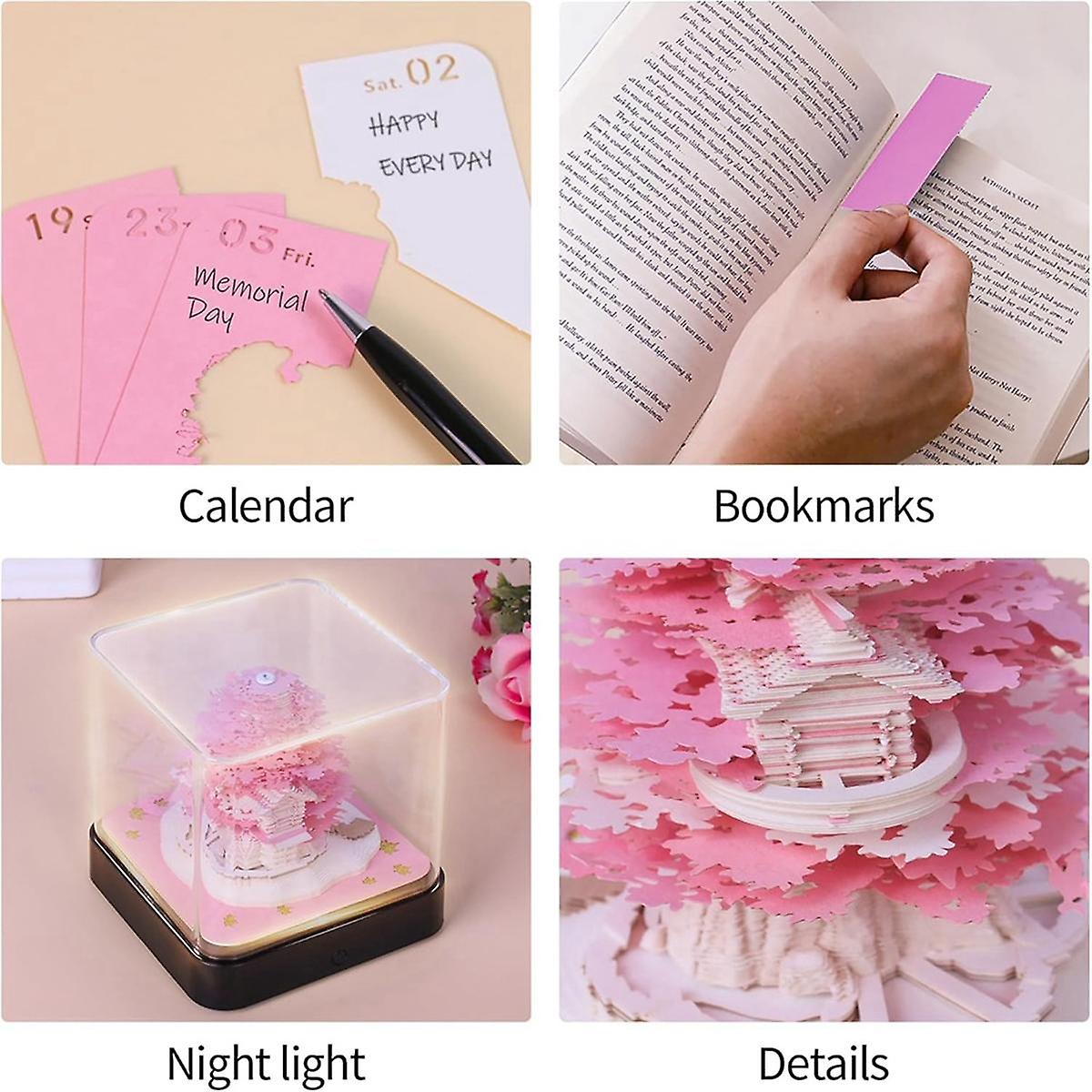 3d Art Calendar Memo Pad 2024, Timepiece Calendar Sakura Tree Rip Paper ...