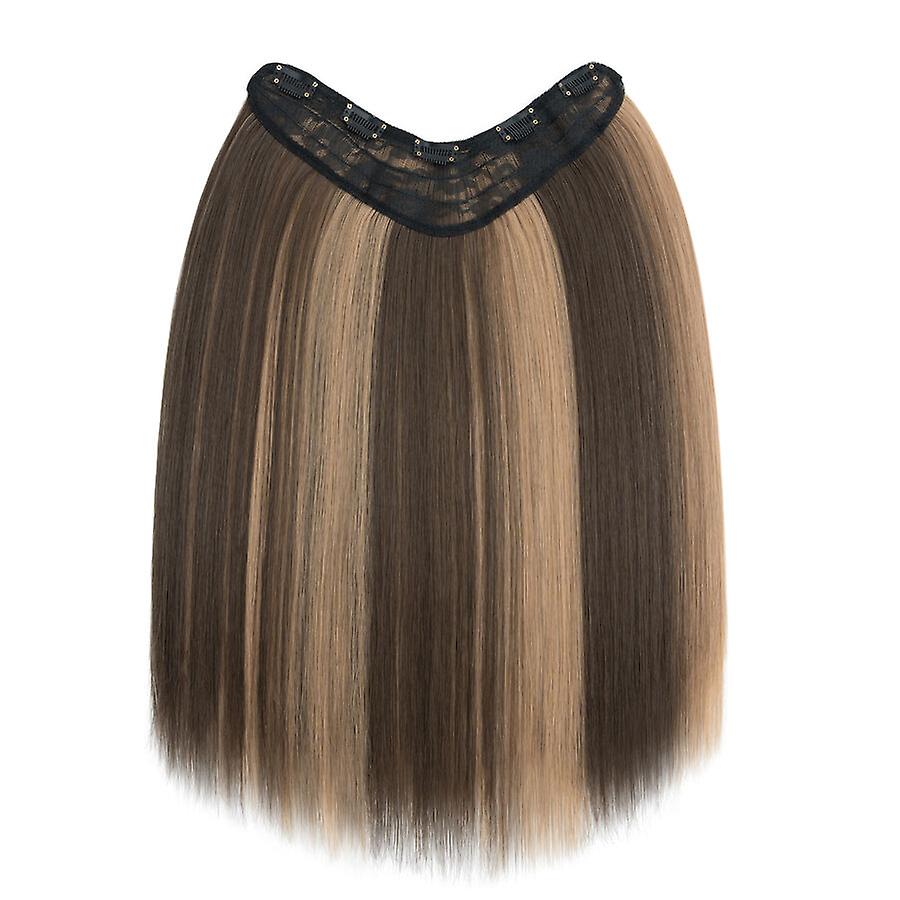 One Piece Clip in Hair Extensions V-Shaped Straight Hair Synthetic ...