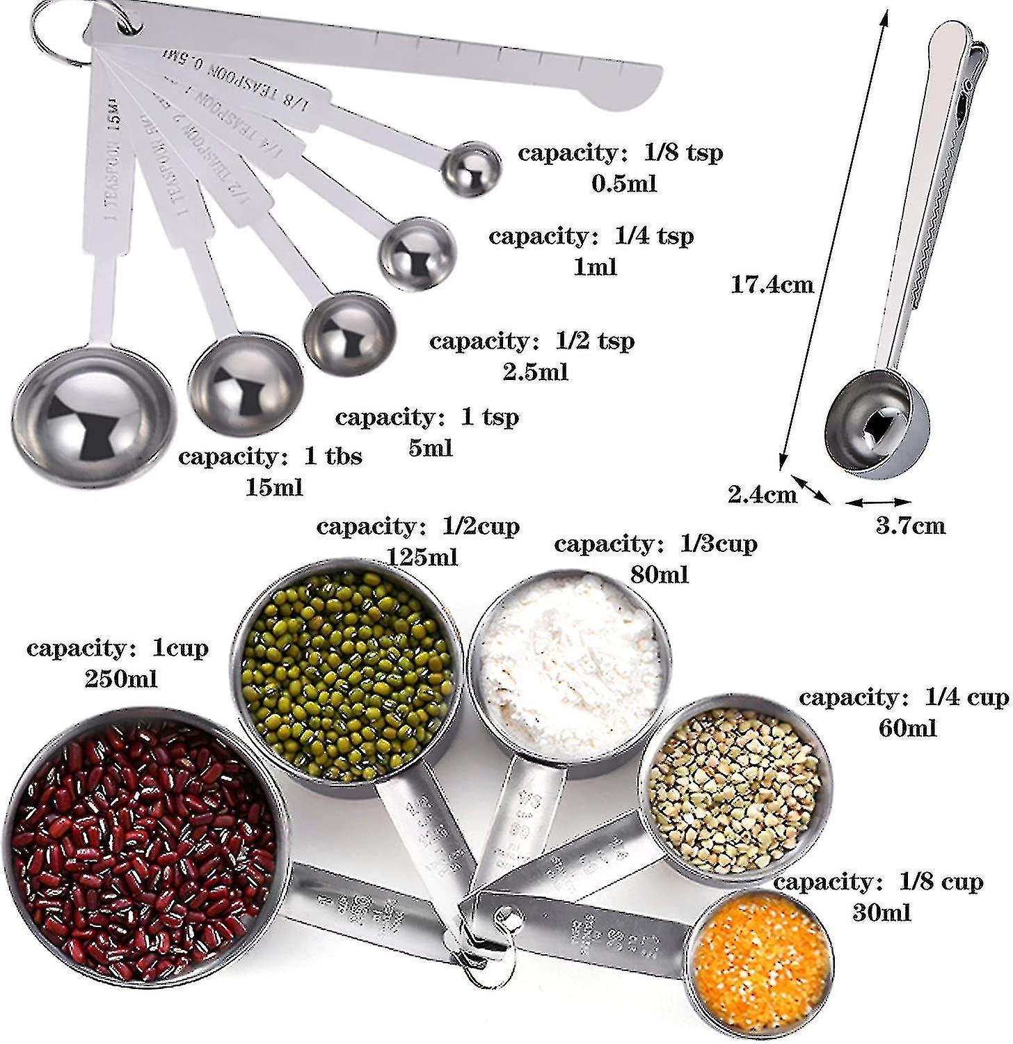 Measuring Cups And Measuring Spoons Set, 12 Pieces Stainless Steel ...