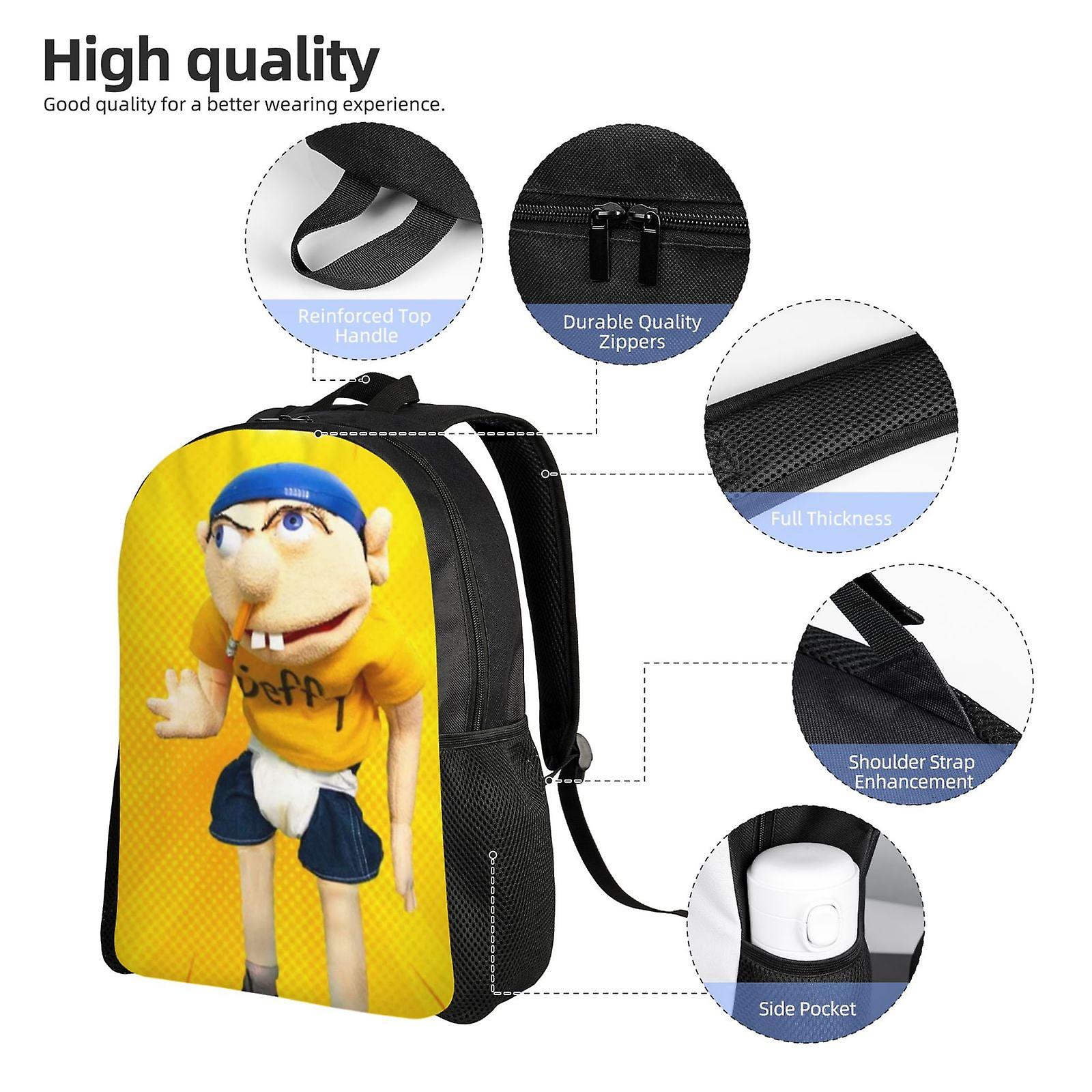 SML Jeffy Puppet Unisex Backpack Laptop School Bag College Student ...