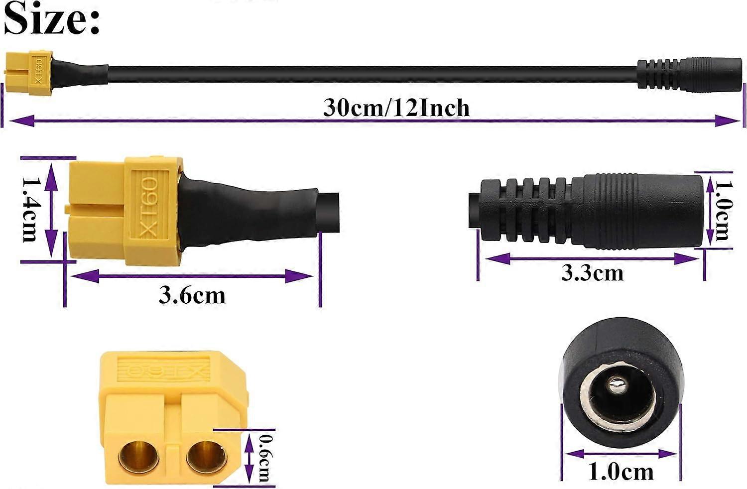XT60 to DC Connector Cable XT60 Female to DC5.5mm X 2.5mm Female Cable ...