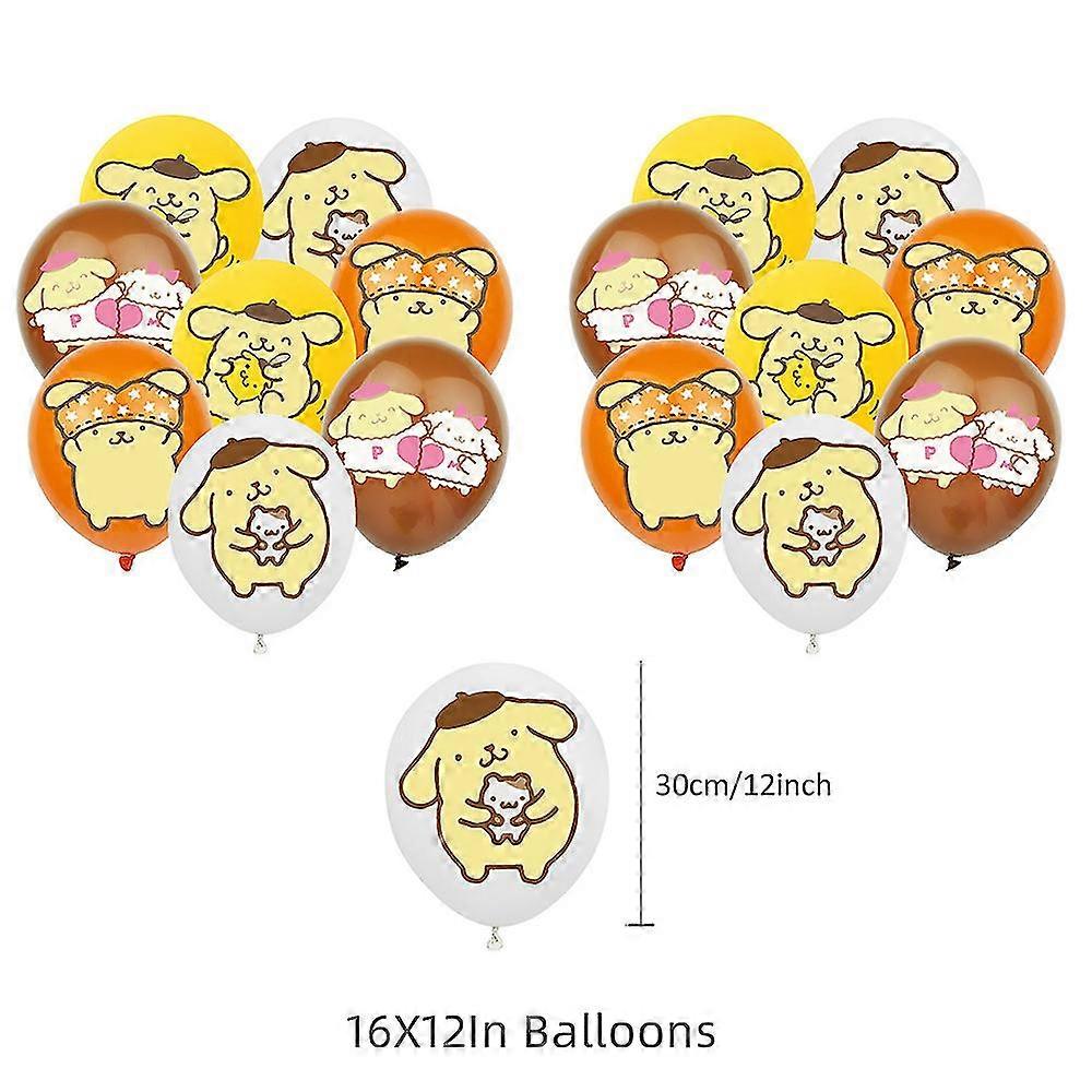 Pom Pom Purin Birthday Supplies Kits Happy Birthday Banner, Balloons ...