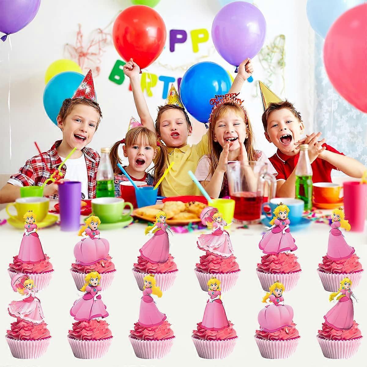 48 Peach Princess CupCake Topper, Princess Peach Party Supplies, Peach ...