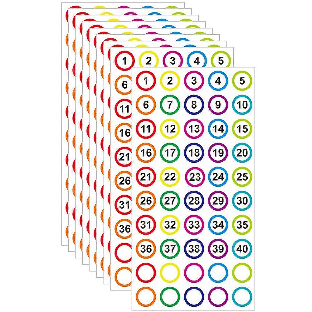 10 Sheets Colorful Border Round Number Labels Stickers for Office and ...