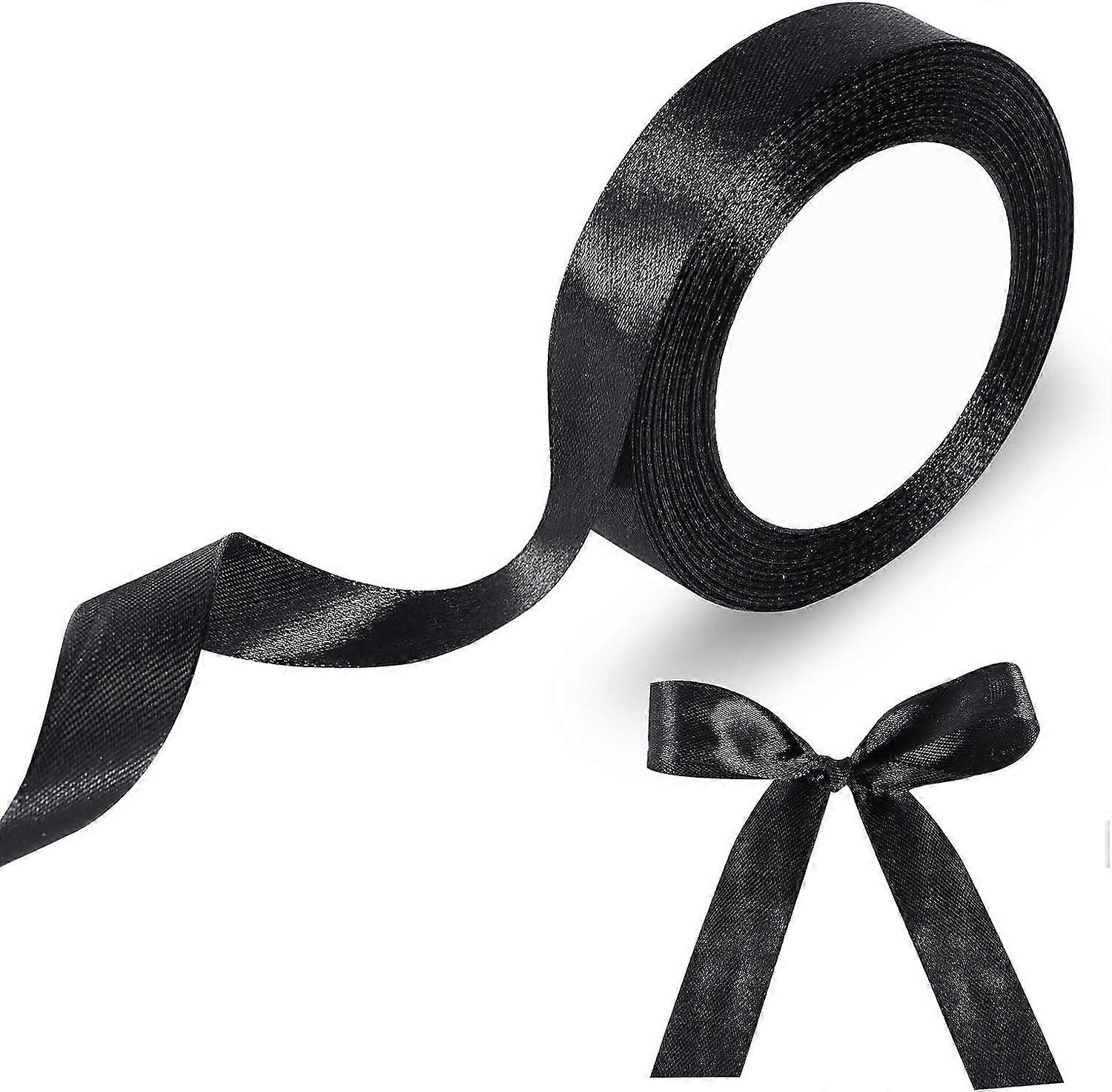 Black Satin Ribbon, 20mm x 22m Wide Satin Ribbon Double Sided Fabric ...