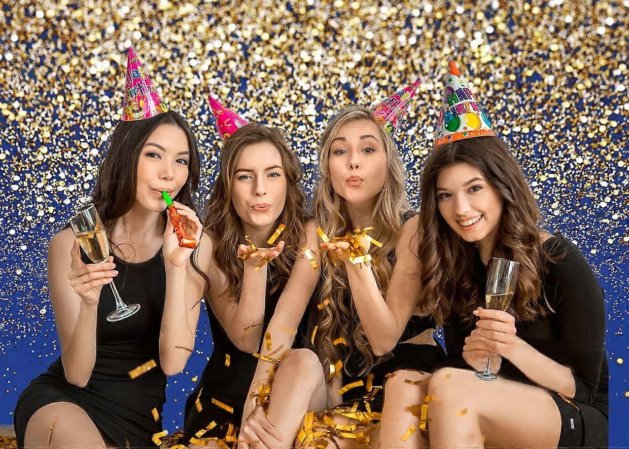 7X5FT Royal Blue Glitter Backdrop Birthday Backdrop Gold Spots Bokeh ...