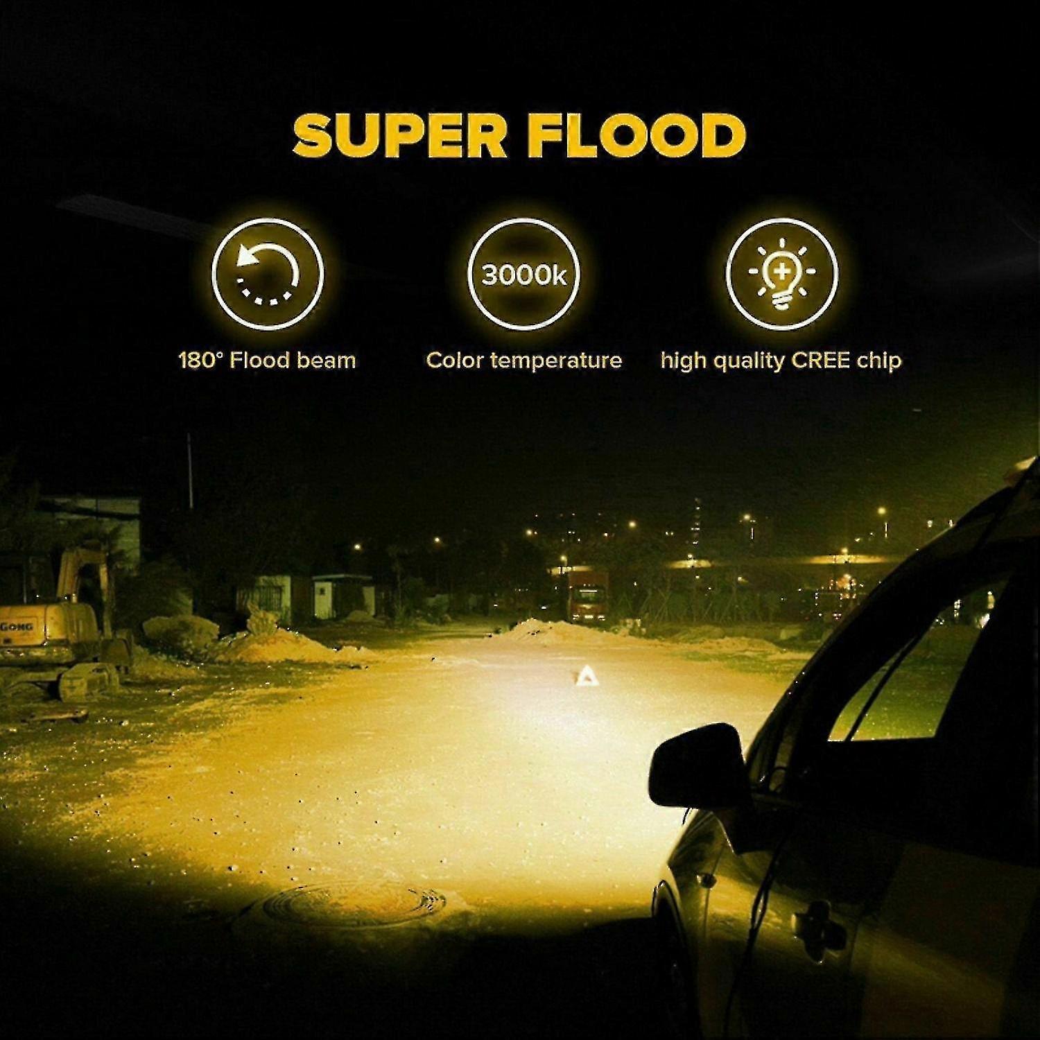 2x 5 Inch 72w Led Work Lights Waterproof Off Road Pod Fog Lights Yellow ...