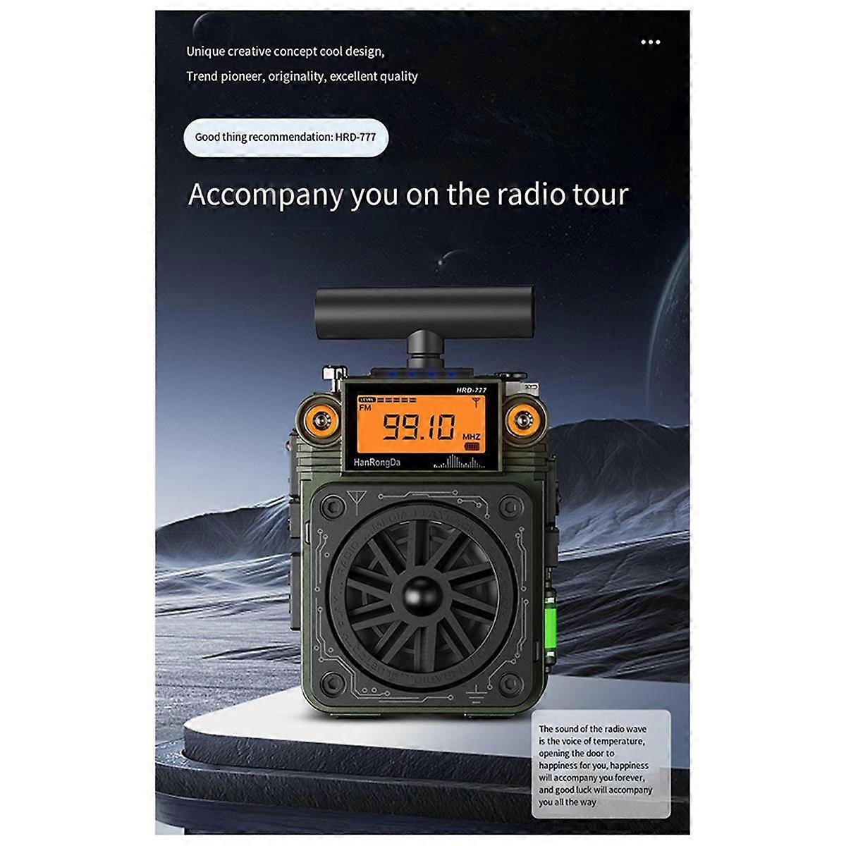 -777 FM MW SW VHF Full-Band Bluetooth Radio Fingertip Gyroscope Mini ...