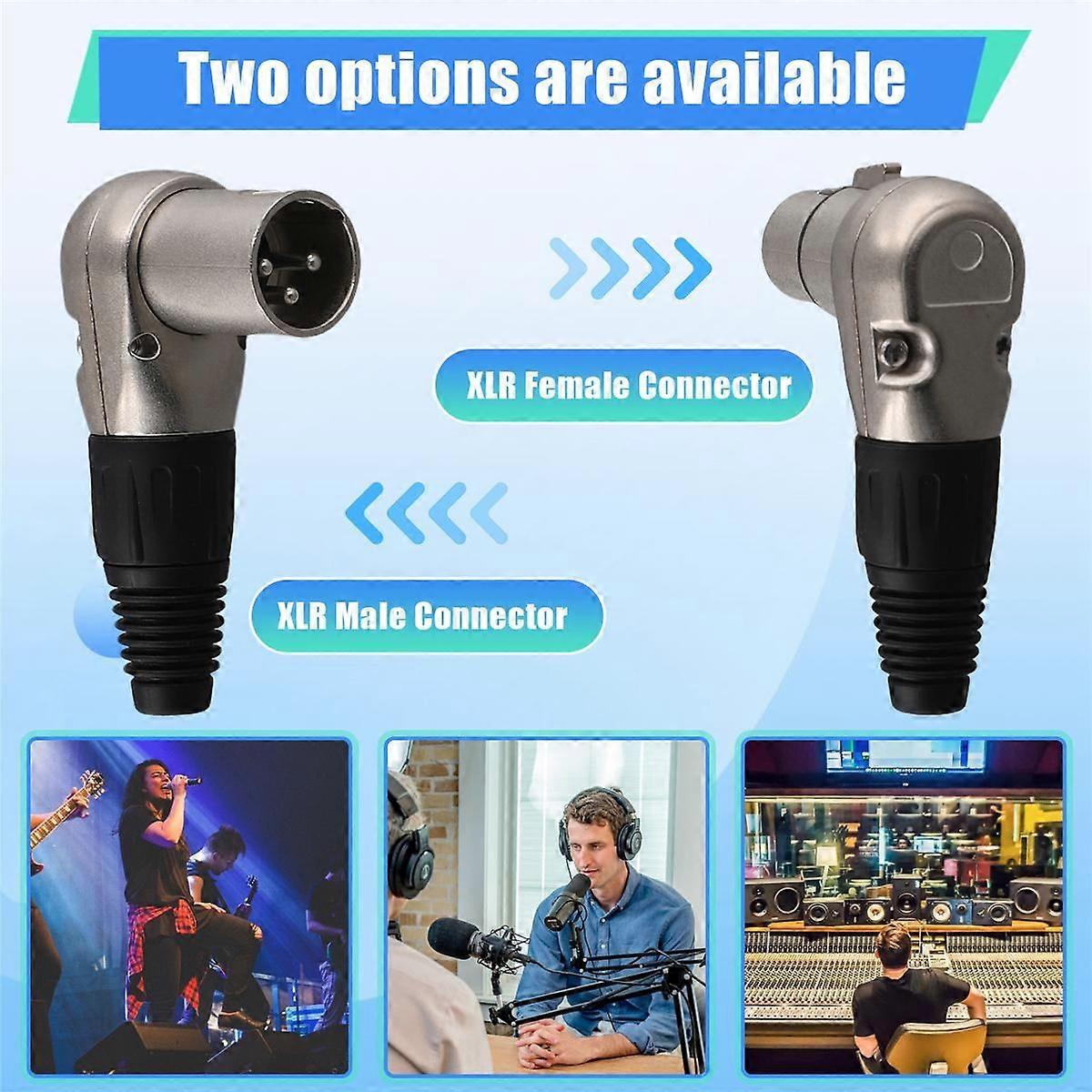 1Pair 3 Pin XLR Male Female Jack Connector Mic Cable Right Angle 90 ...