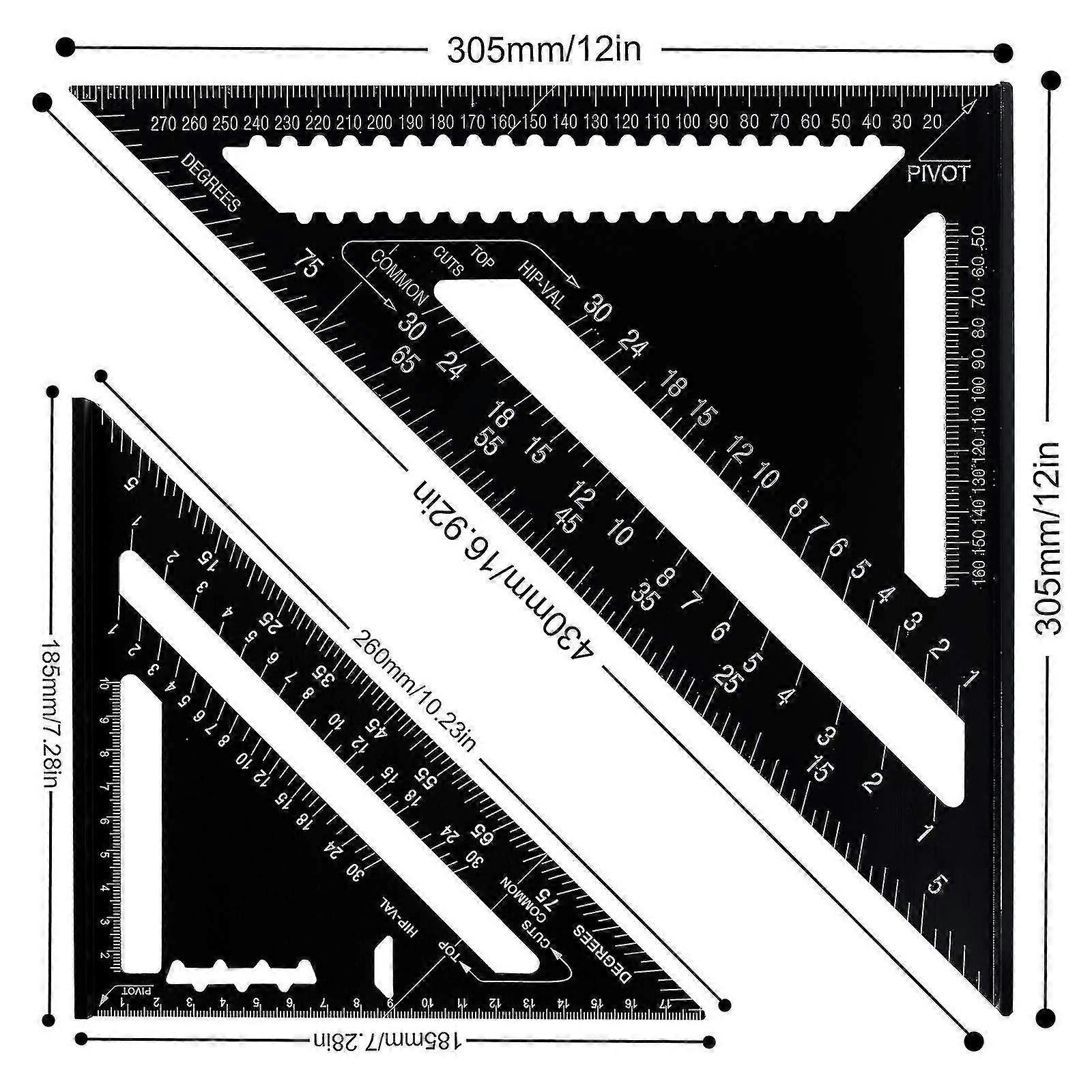 2 Pack Triangle Ruler,7 Inch And 12 Inch Triangle Ruler, Square ...