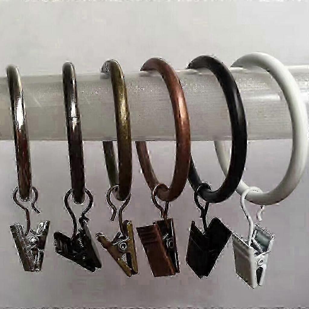 12 Pack Curtain Rings With Clips, 25mm 32mm Drapery Rings For Hanging ...