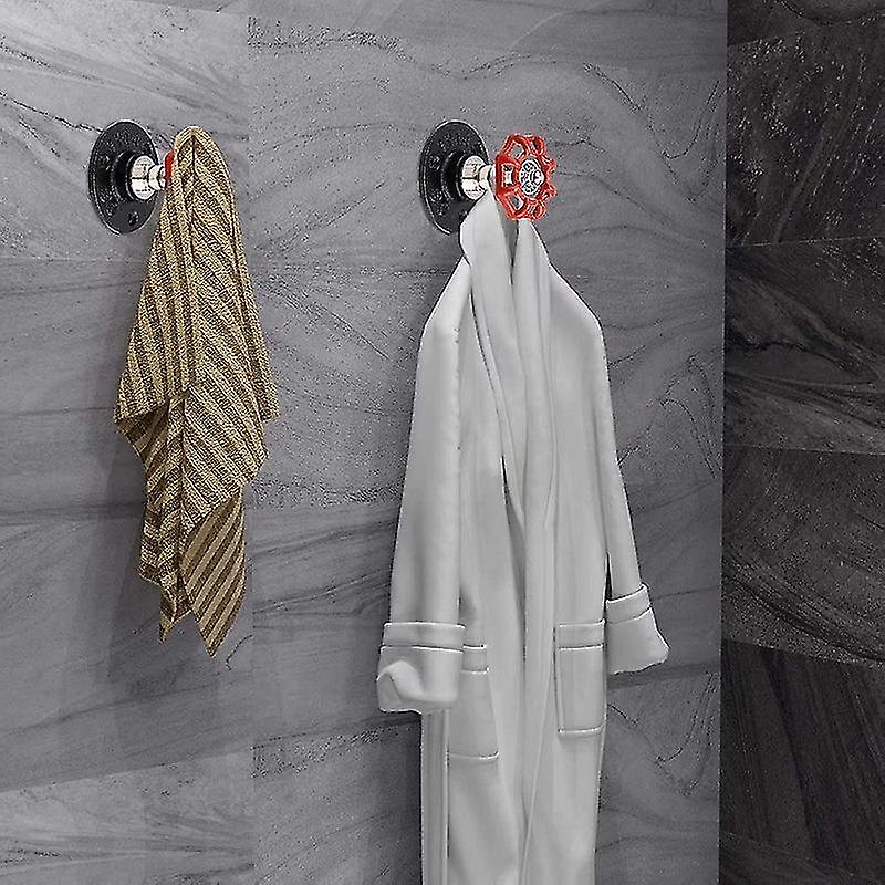 3 Vintage Hanger Hooks, Industrial Iron Pipe Retro Wall Mount For Robe ...