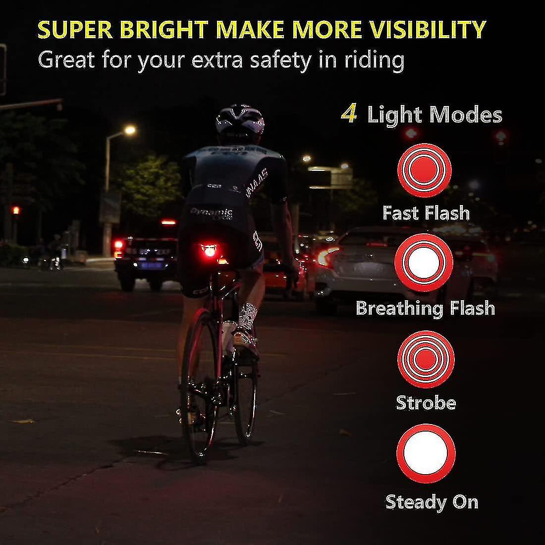 Smart Bike Tail Light Ultra Bright Back Brake Light Usb Rechargeable ...