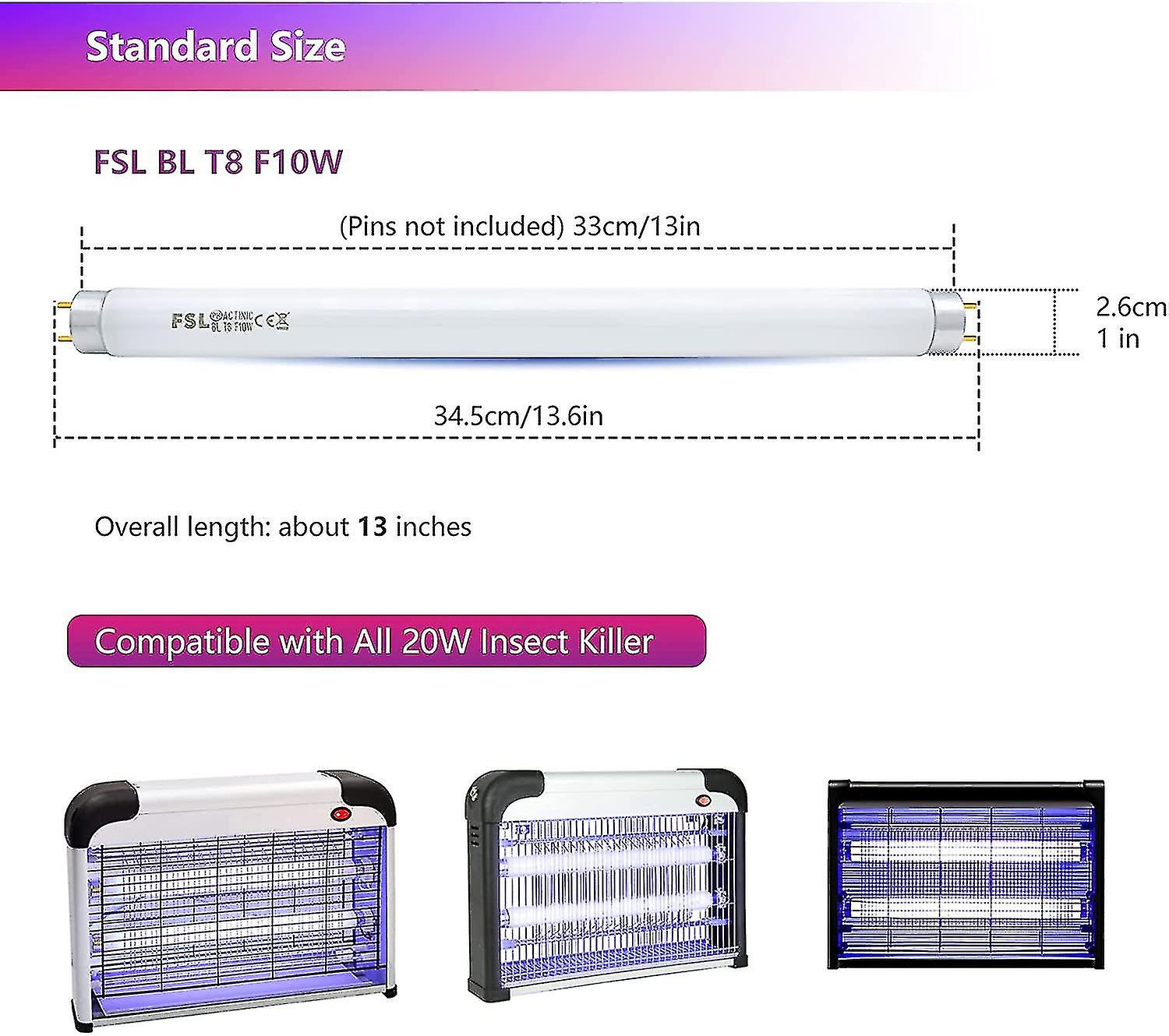 Fsl T8 F10w Bl Replacement Bulb - Uv Tube compatible with Mosquito ...