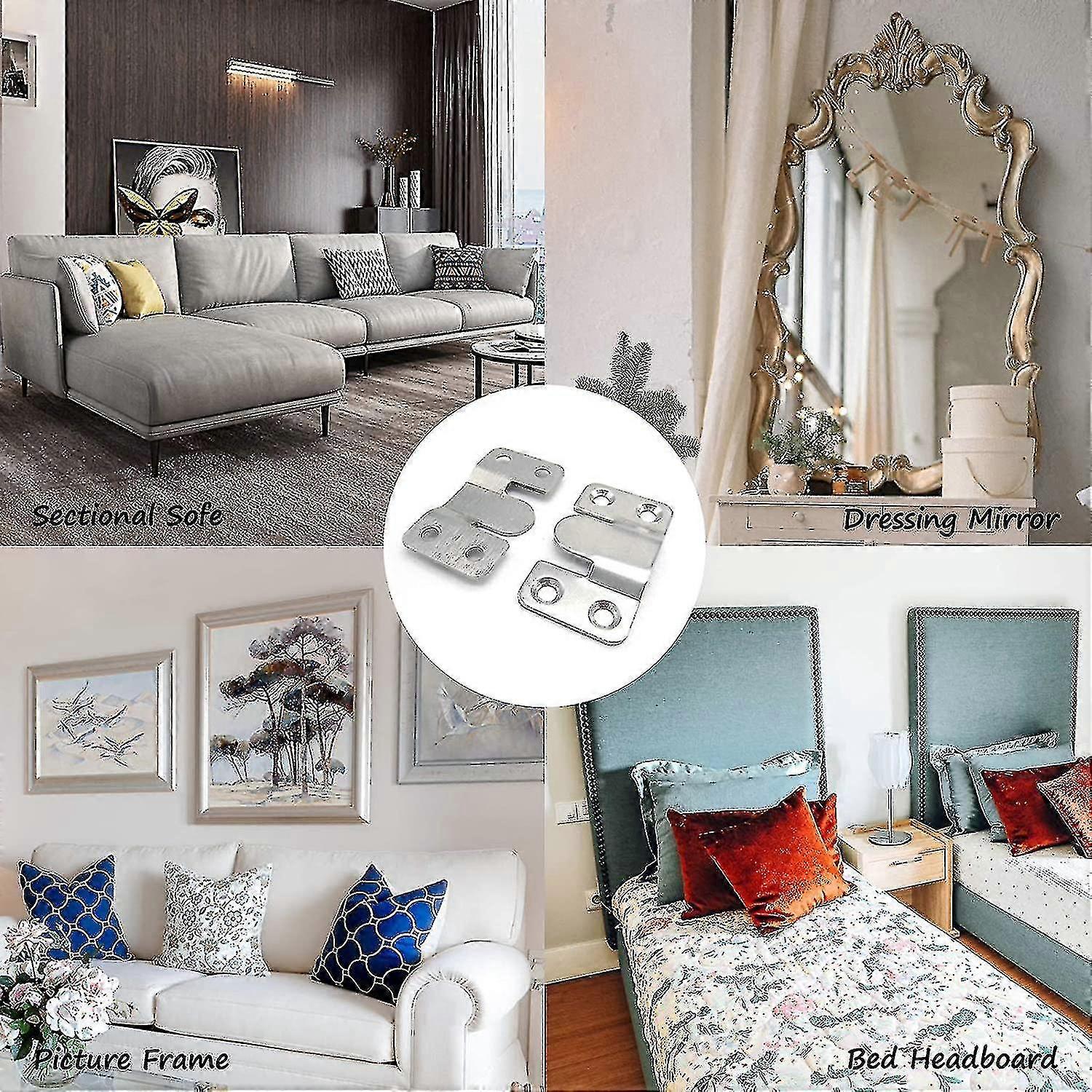 Flush Mount Brackets, Hidden Headboard Wall Mount Brackets, Stainless ...