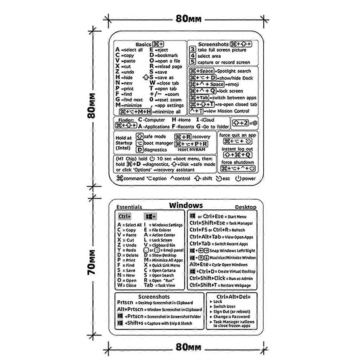 Reference Keyboard Shortcut Stickers PC Laptop Desktop Short Cut ...