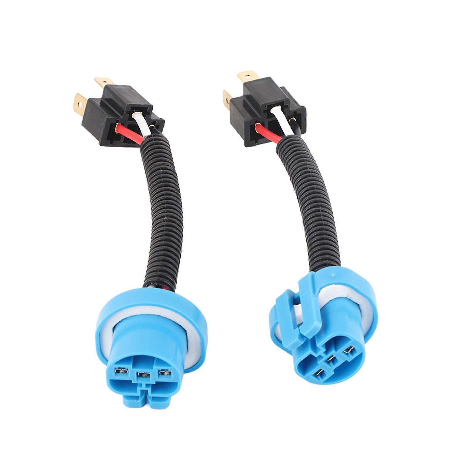 2Pcs 9007 Male to H4 Female Plug Headlight Conversion Cable Wire ...