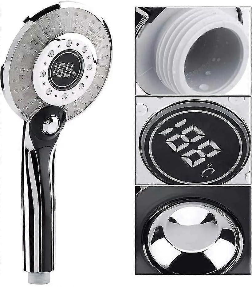 LED Shower Head, 3 Colors LED Shower Head Temperature Control Hand ...