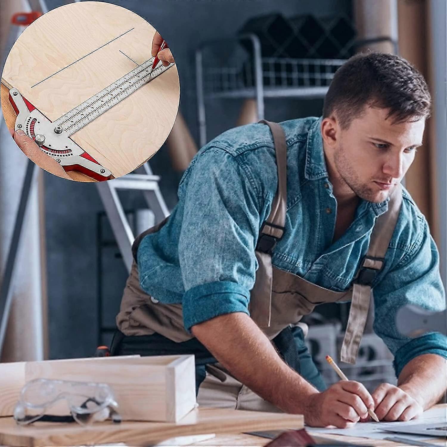 10 Inch Carpenter's Edge Ruler Stainless Steel Protractor Carpenter's ...