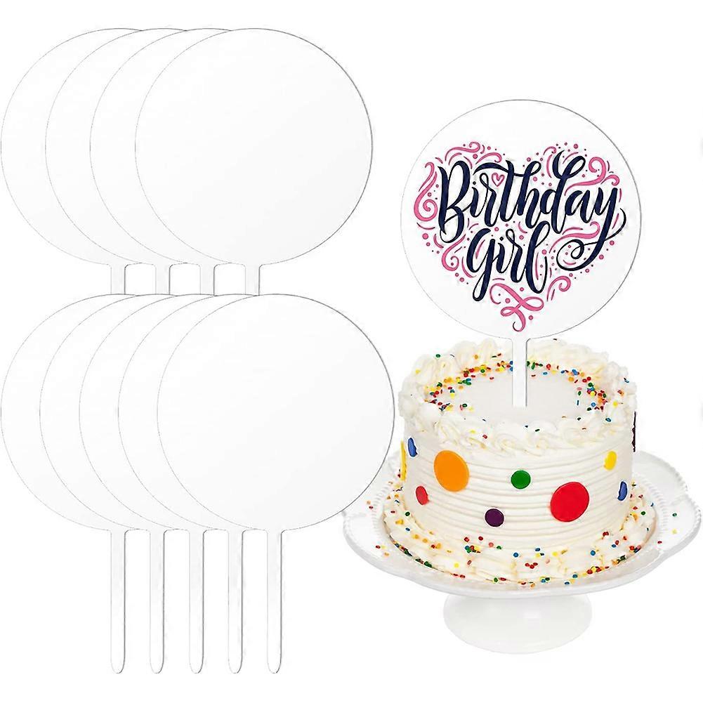 Round Acrylic Cake Toppers Clear Blank Circle DIY Cake Topper Blanks ...