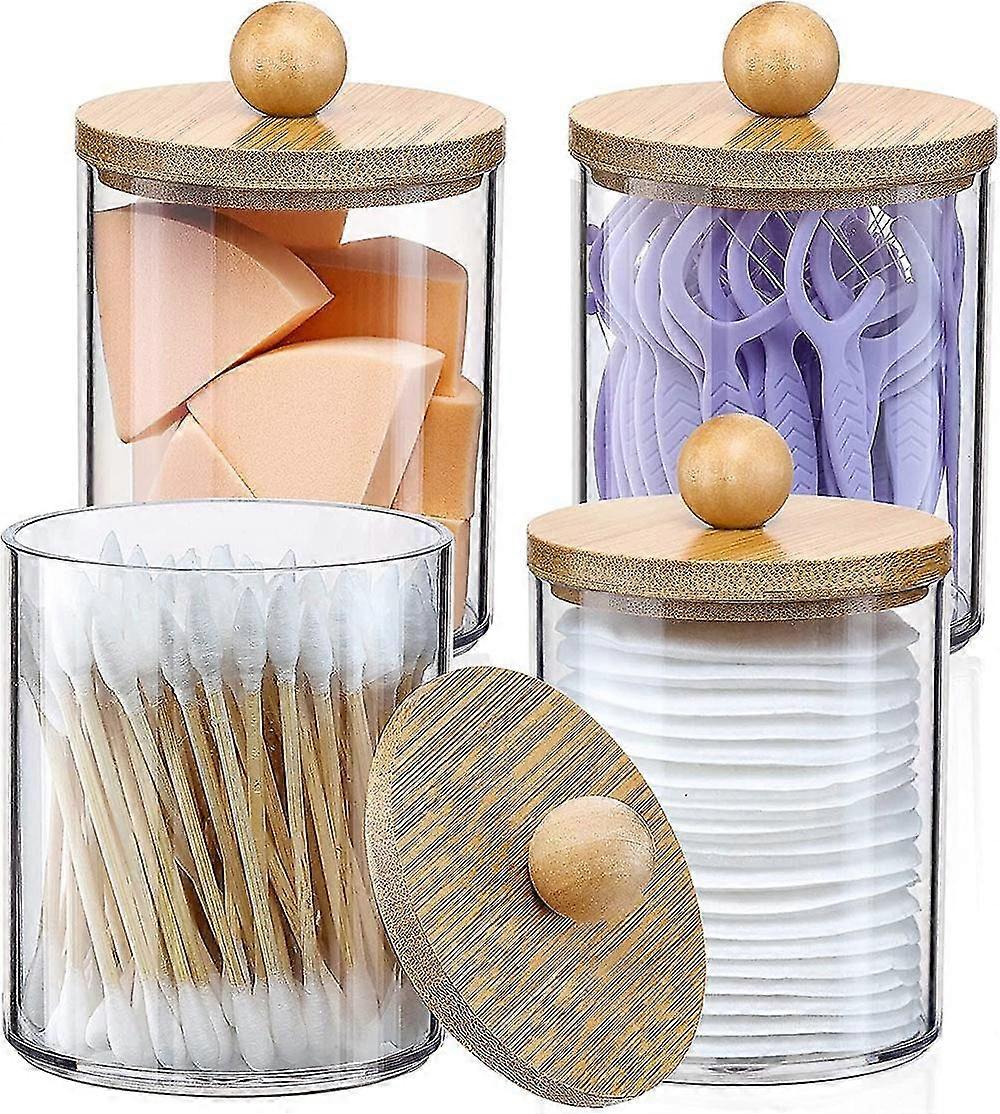 10 Oz Cotton Swab/ball/pad Holder, Apothecary Jar, Clear Bathroom ...