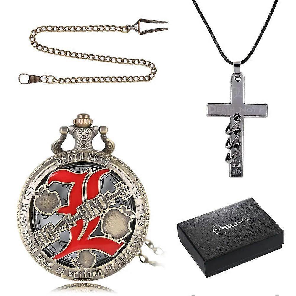 Steampunk Retro Death Note Necklace Pocket Watch Box Set Gift for Anime ...