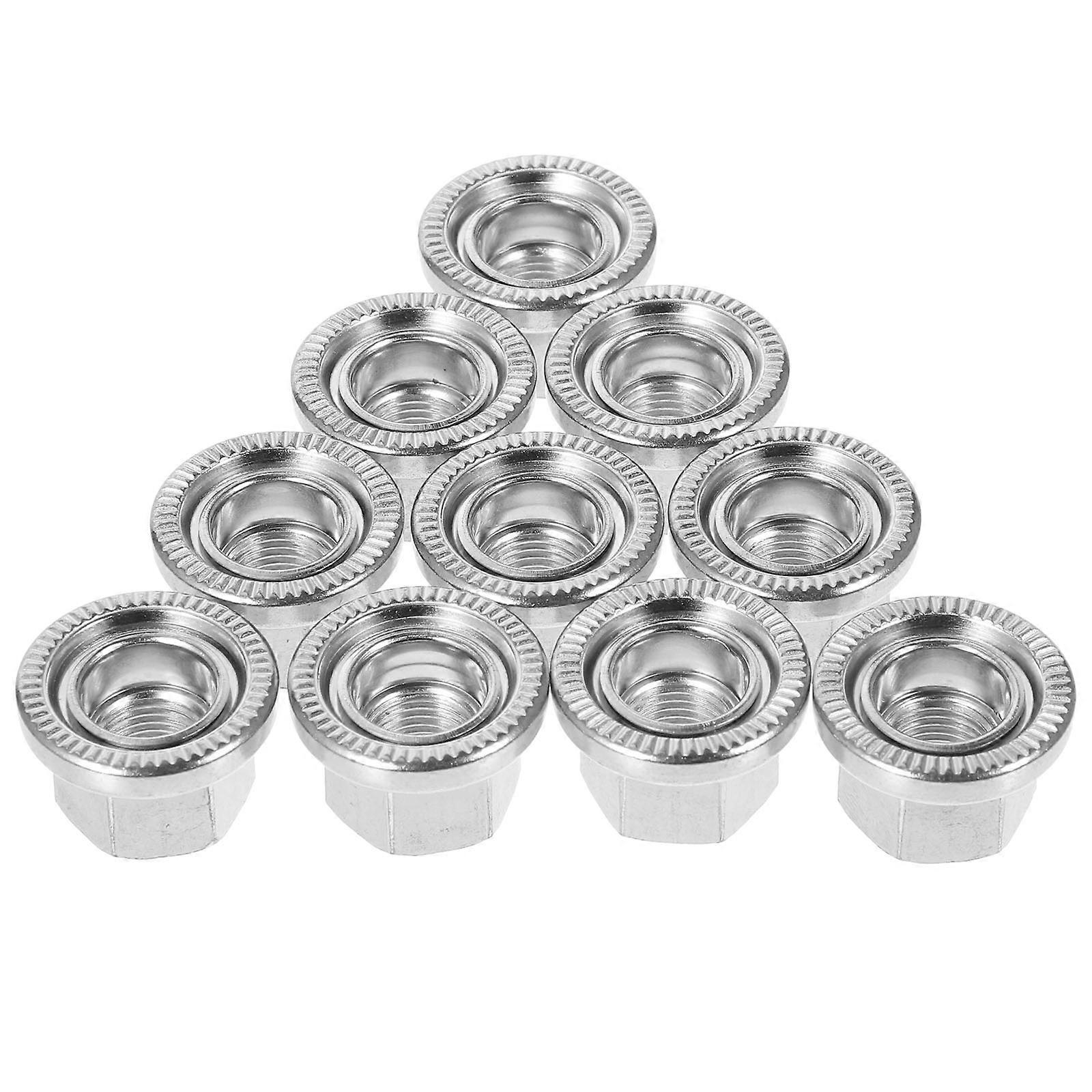 10pcs Bike Nuts Wheel Axle Nut Bike Steel Flanges Nuts Hub Flanged Axle ...