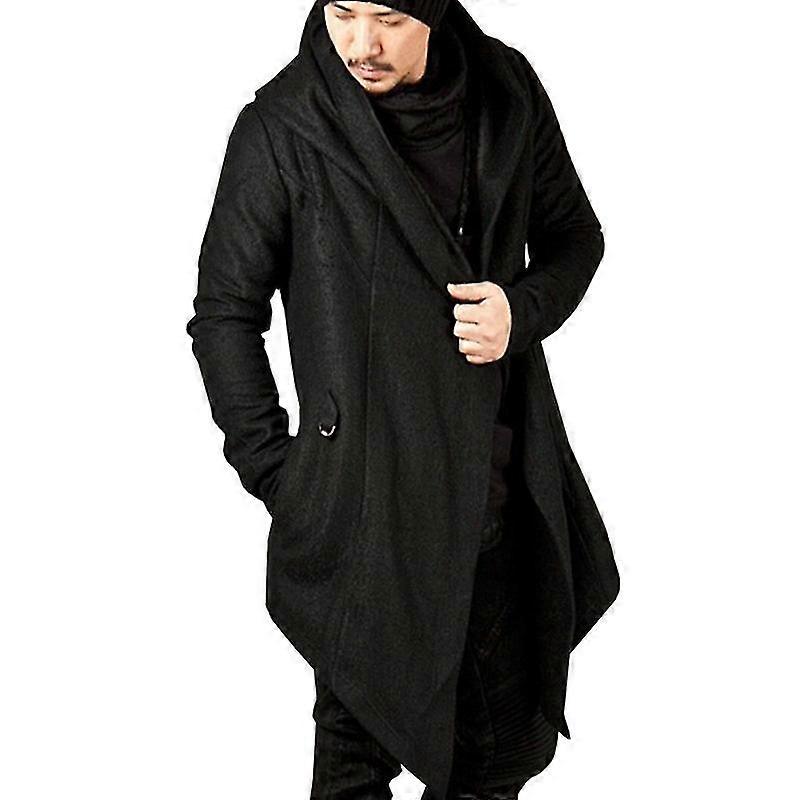 Steampunk Men Gothic Male Hooded Irregular Red Black Trench Vintage ...