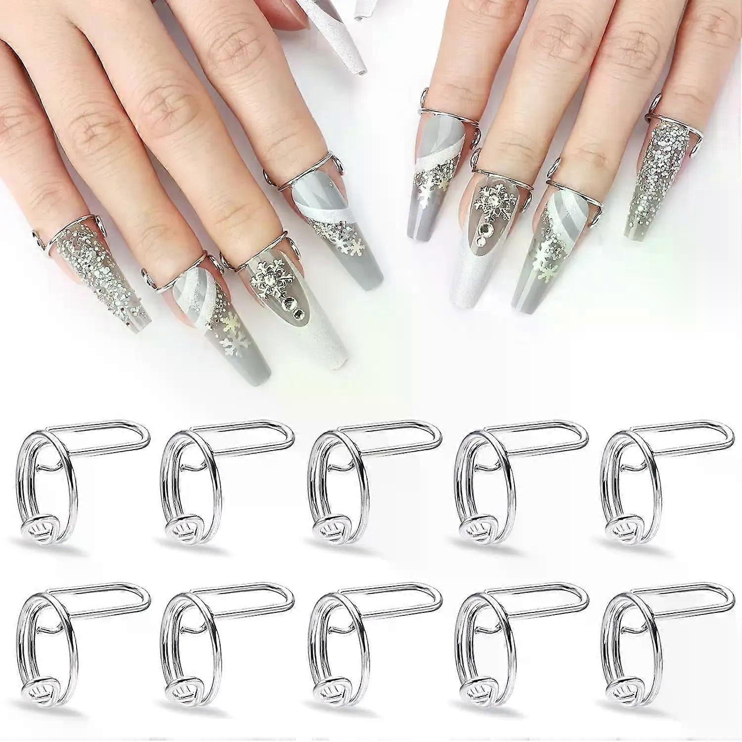 10x Fingernail Rings Halal Nail Rings Set Non Tarnish Removable Girl ...