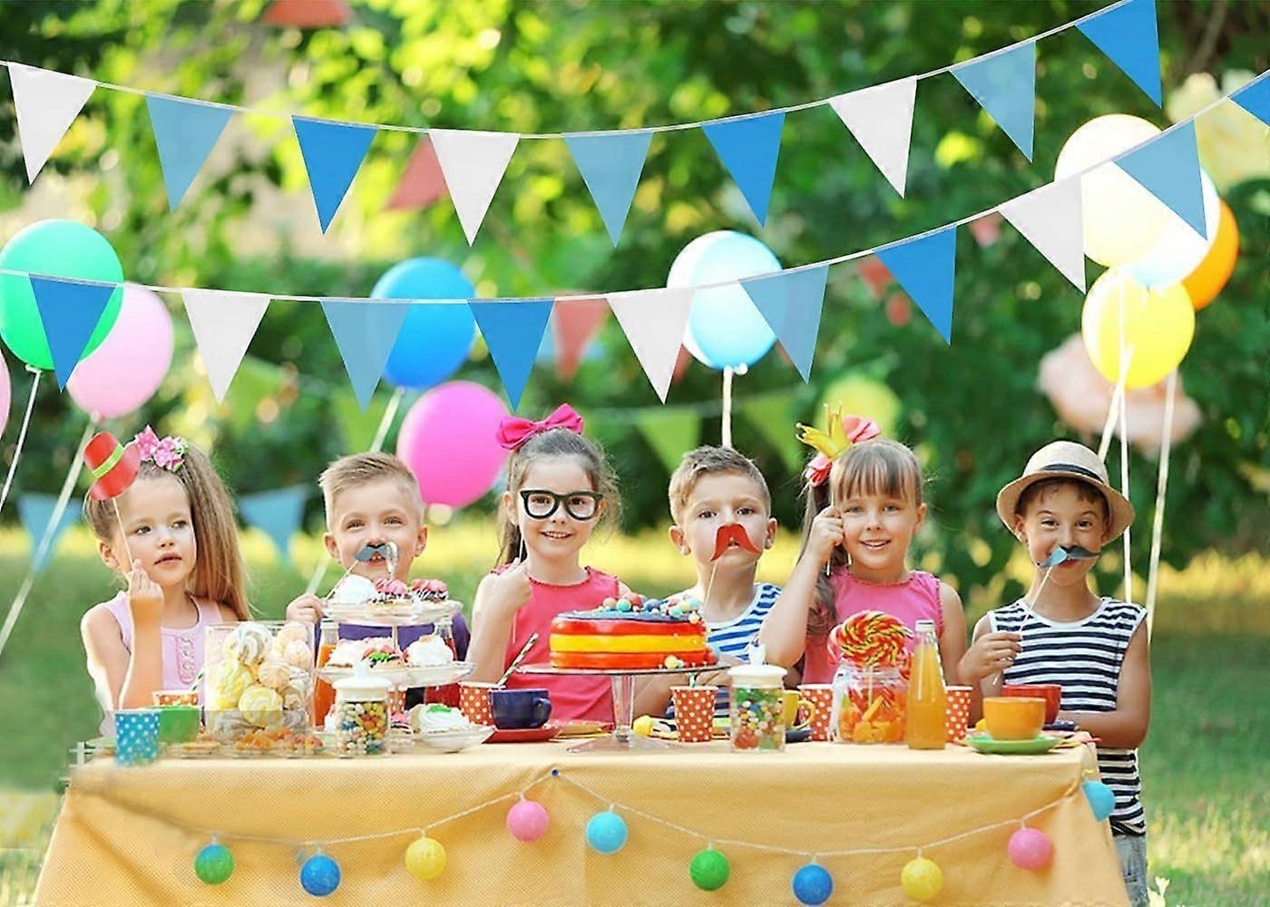 66ft Bunting Banner - Blue and White Reusable Flags for Party | Fruugo UK