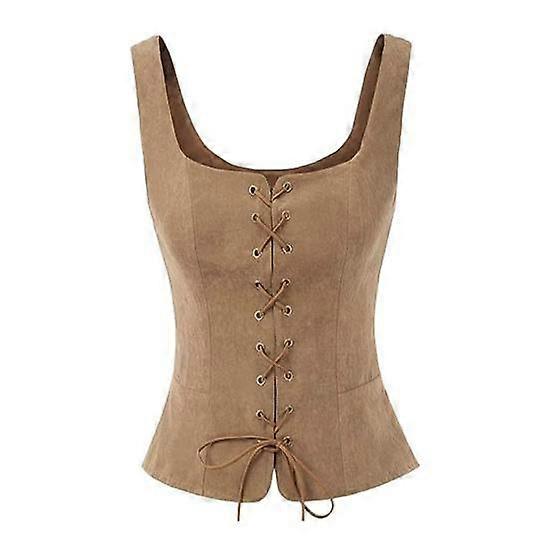 Renaissance Vinatge Square Neck Sleeveless Medieval Slim Fit Solid ...