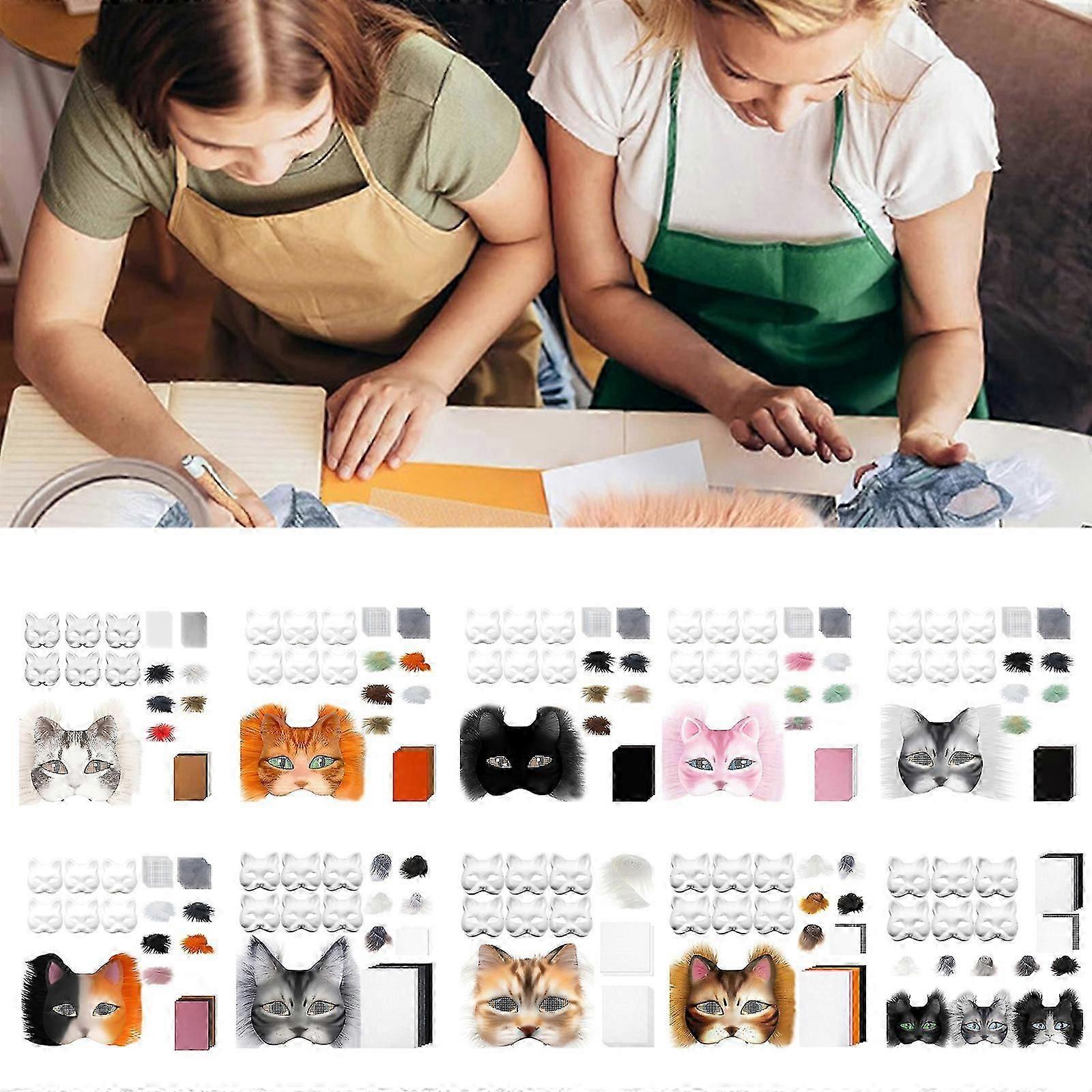 Therians Mask Set Furs,Eye Mesh,Felts Sheet DIY Foxes Cats Mask to ...