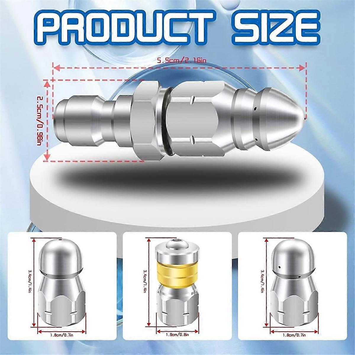 6PCS Sewer Jet Nozzle Kit, Stainless Steel Sewer Jetter 1/4 Inch NPT ...
