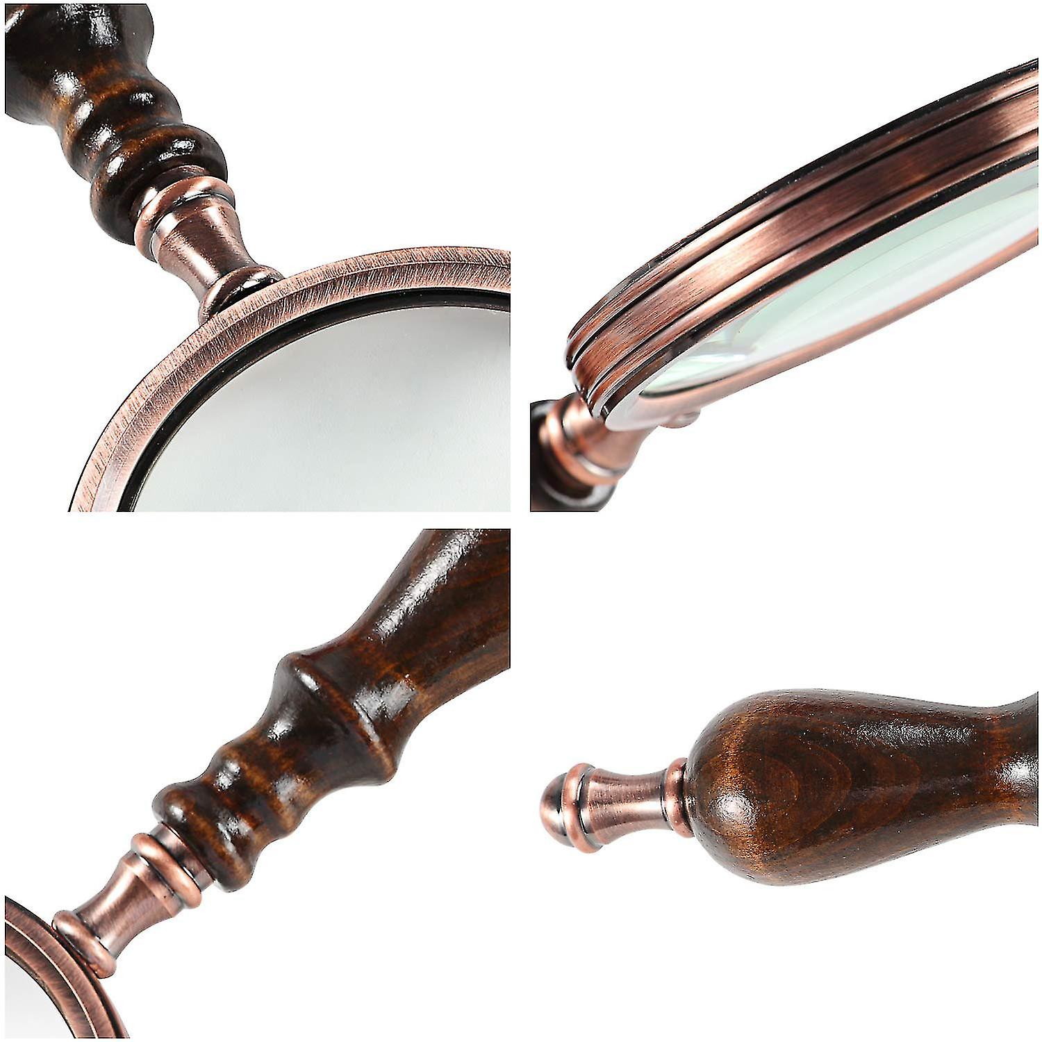Antique Copper Magnifying Glass With Wood Handle And Real Glass 10x ...