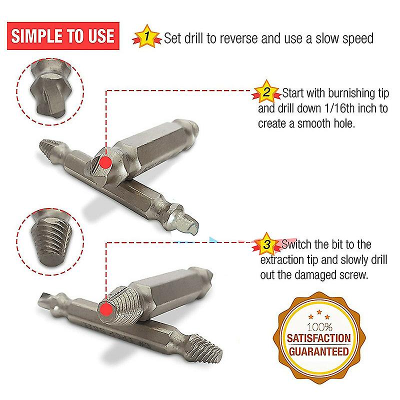 4pcs Screw Extractor Tool In A Box Golden Damaged Screw Extractor Drill ...