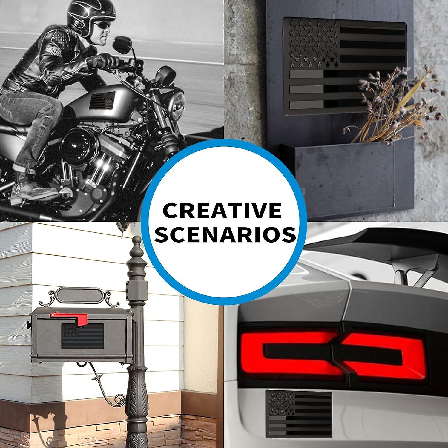 Embossed 3d Metal All Black American Flag Emblem Decal Stickers (1 Pair ...