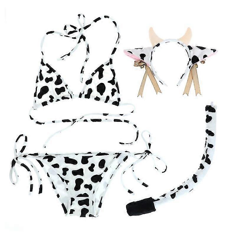 Sexy Lingerie Cow Print Cosplay Costume Fancy Dress Roleplay Uniform