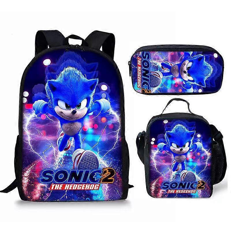 Sonic Student Backpack 3-Piece Set Cartoon Anime Backpack Backpack ...