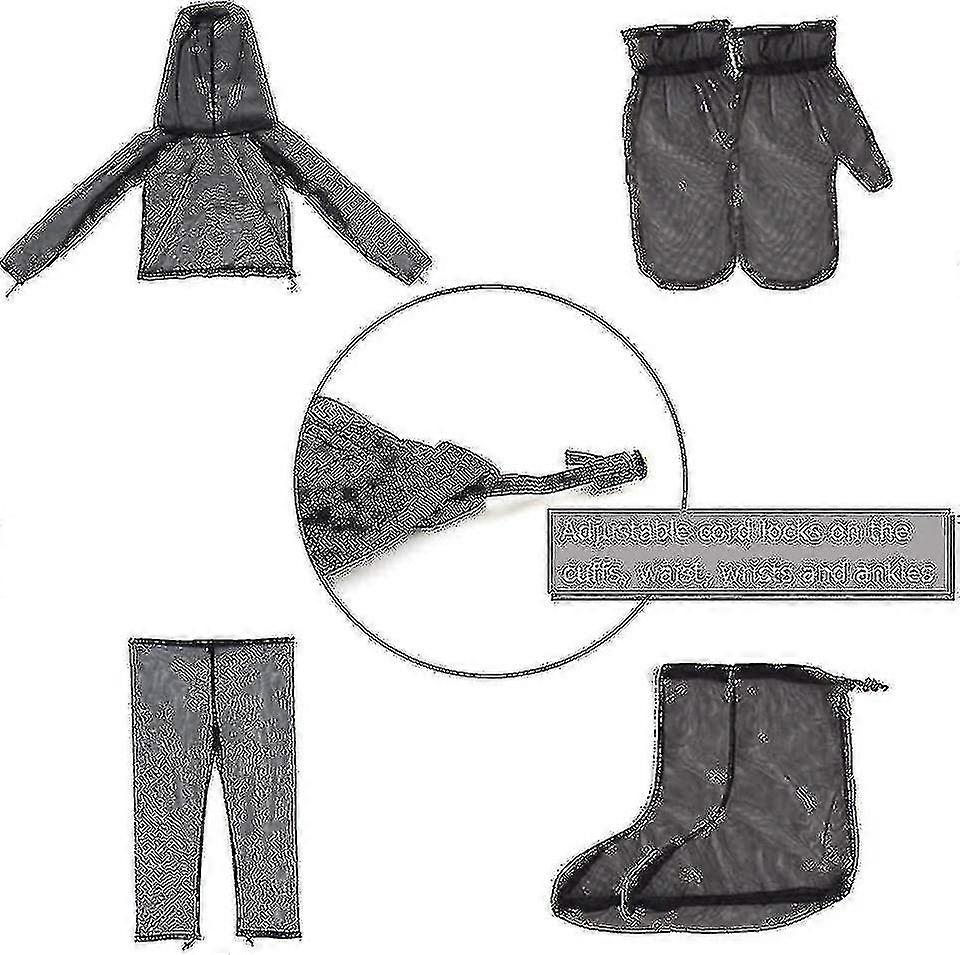 4 Pieces Mosquito Suit, Light-weight Bug Repellent Jacket Hood & Pants ...